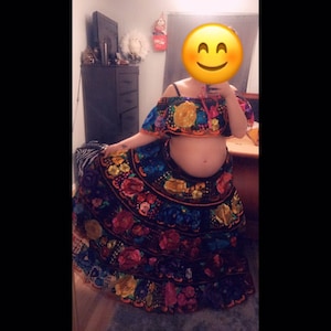 Colorful Chiapas Style Dress. Custom-made Hand Embroidered Cultural 2 Piece Outfit. Quinceañera ...