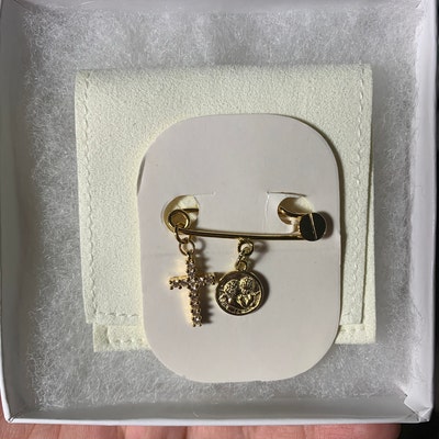 24K Baby Safety Pin Gold Plated. Pin Brooch. Baby Protection. - Etsy