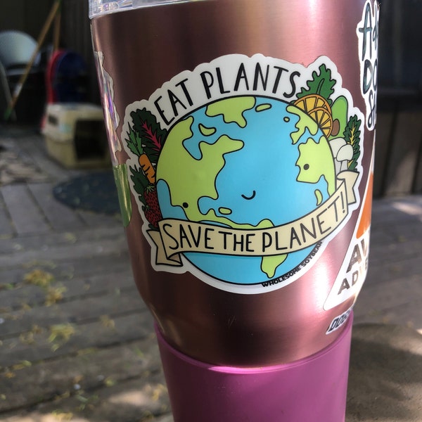 Earth Day Vegan Activism Sticker-"eat Plants"- Herbivore Sticker, Plant ...