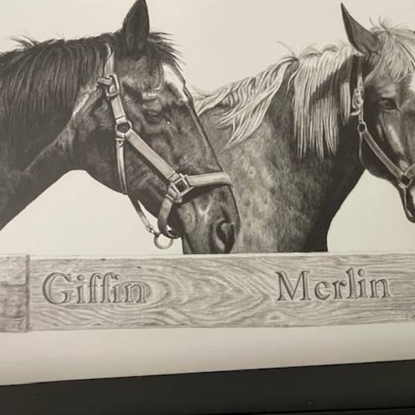 100% Hand Drawn Custom Horse Portraits From Your Photos, Multi Horse ...