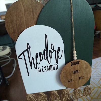 BOHO Baby Hospital Door Hanger Sign Baby Shower Gift Nursery Sign ...