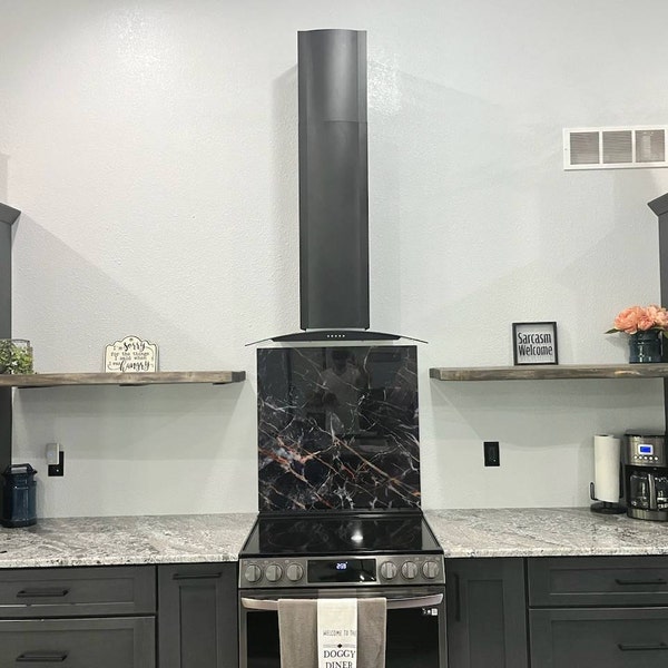 Tempered Glass Stove Backsplash Panel, Stove Back Cover, Kitchen Decor ...