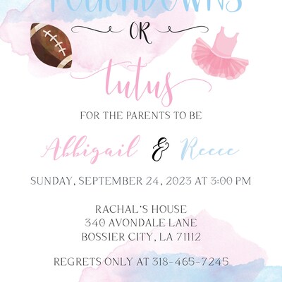 Touchdowns or Tutus, Gender Reveal Ideas, Gender Reveal Decor ...