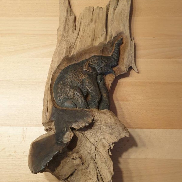 Carved Wood Elephant, Wood Carving, Elephant Carving, Wall Décor, Wall ...