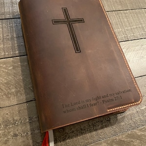 Personalized Leather Cover for Bible KJV , Custom Leather Holy Bible ...