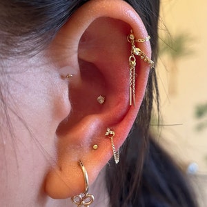 14k Solid Gold Spike Cone Rook Piercing Eyebrow Piercing Belly Button ...