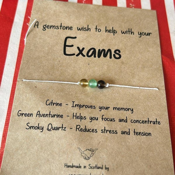 Study and Exams Gemstone Wish Bracelet, Study Support Bracelet, Crystal ...