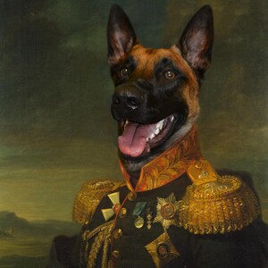 Custom Pet Portrait Custom Dog Portrait in Military Uniform | Etsy