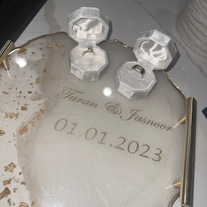 Round Custom Resin Ring Plate Nikkah Wedding Personalise Gift Bespoke ...