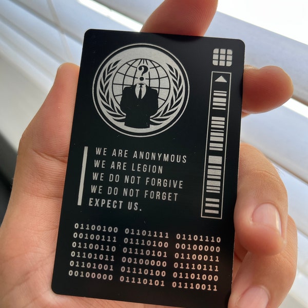 Anonymous Hacker ID Card: Laser Engraved Aluminum, Customisable - Etsy UK