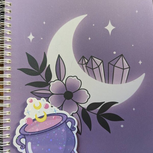XL Sticker Book | Purple Floral Moon Sticker Collection LARGE Notebook ...