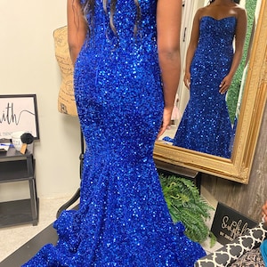 Royal Blue Velvet With Sequence 4way Stretch Velvet Made in Spain - Etsy