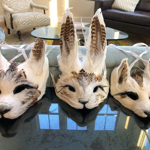 Luxury Lace Embellished Feather Fox Mask Unisex Woodland | Etsy