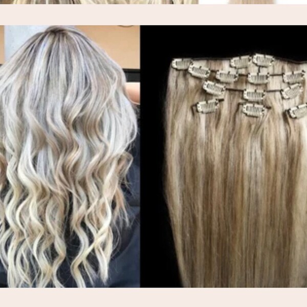 18" Clip in Hair Extensions Real Human Hair 80 Gram Clip on for Full ...