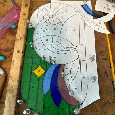 Stained Glass Rooster Digital Pattern Bird Pattern - Etsy