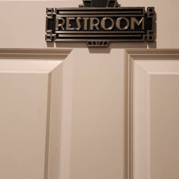 Art Deco Style Restroom Sign 8" | Bathroom Sign | Bathroom Decor ...