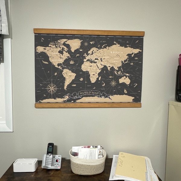 World Map Art | Large World Map | Classroom Wall Art | World Map Wall ...