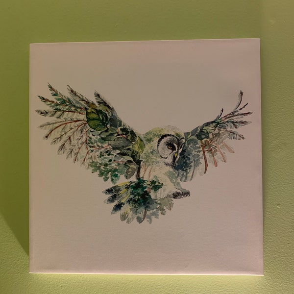 Flying Owl With Trees Leaves Forest Double Exposure Nature Animal Bird ...