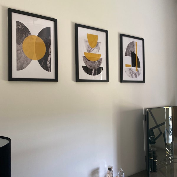 Set of 3 Mustard Art Prints, Mustard Wall Art, Yellow Wall Art, Mustard ...