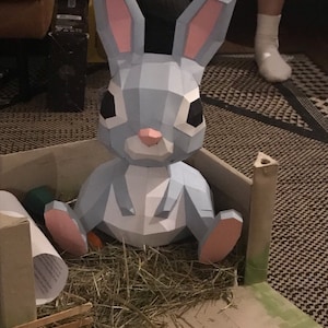 Bunny Papercraft 3D DIY Low Poly Paper Crafts Easter Rabbit Decor Model ...