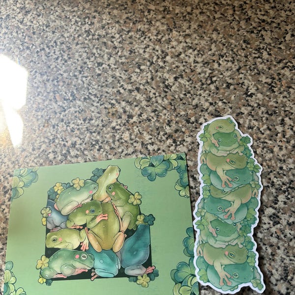 Frog Stack Bookmark | Frog Art | Cute Bookmark | Laminated ...