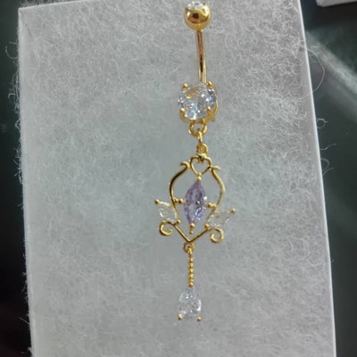 Gold Flower Belly Button Ring Dainty 14k Gold Plated Unique Minimal ...