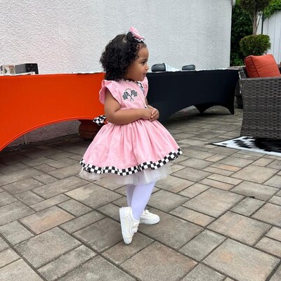 Personalized Pink/white Racer Girl Dress Baby Girl CAR Dresstoddler ...