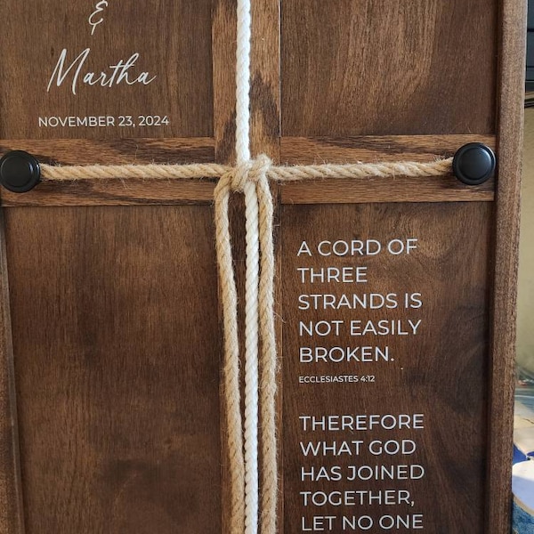 A Cord of Three Strands Unity Ceremony Braided Cross Sign With Custom ...