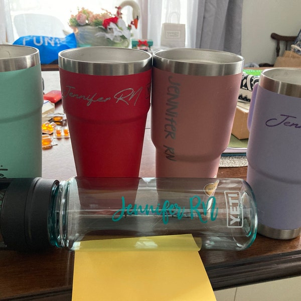 20oz Tumbler Personalized Name Vinyl Decal, Monogrammed Name Vinyl ...