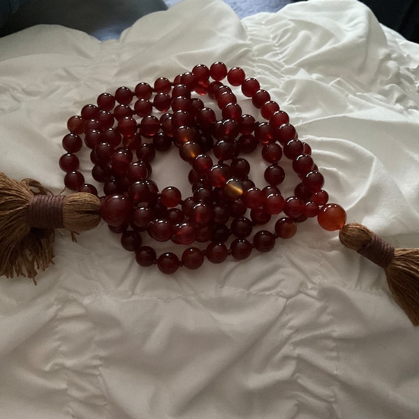 Carnelian Mala Necklace, Orange Gemstone Mala Beads for the Sacral ...