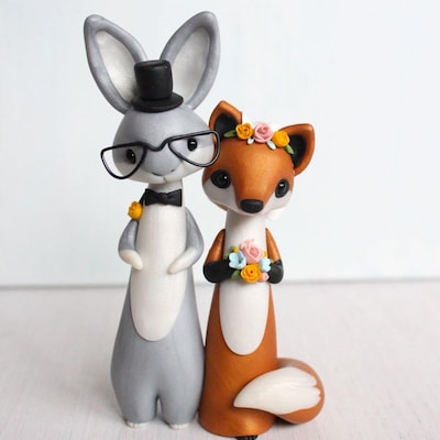 Weasel Wedding Cake Topper Polymer Clay Animal Cake Topper - Etsy