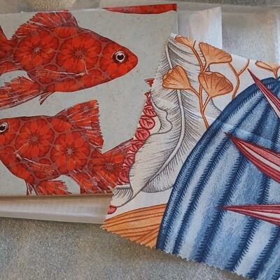 Navy Blue Fish Tile, Ocean Tile Feature Wall, Fish Decor, Pattern ...