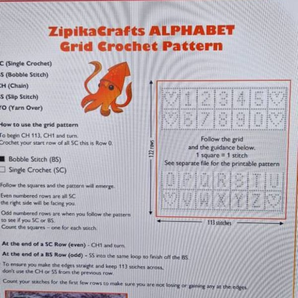 Easy Crochet ALPHABET and NUMBERS Grid Crochet PDF Pattern Sampler ...
