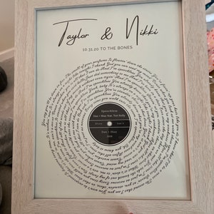 Record Lyrics Personalized Song Print Favorite Song Digital | Etsy
