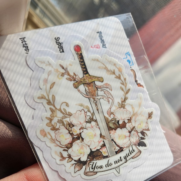 You Do Not Yield Sticker: Throne of Glass Sword, Floral Vinyl Decal - Etsy
