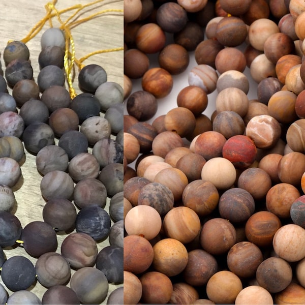Matte Natural Petrified Wood Beads 4mm 6mm 8mm 10mm Round Beads Earthy ...
