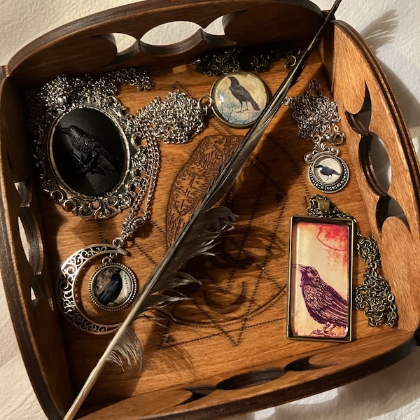 Celestial Raven Trinket Dish Tray, Raven Decor, Raven Tray, Crystal ...