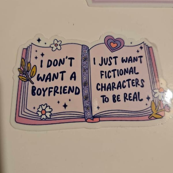Book Boyfriend Sticker, Emotionally Attached to Fictional Characters ...