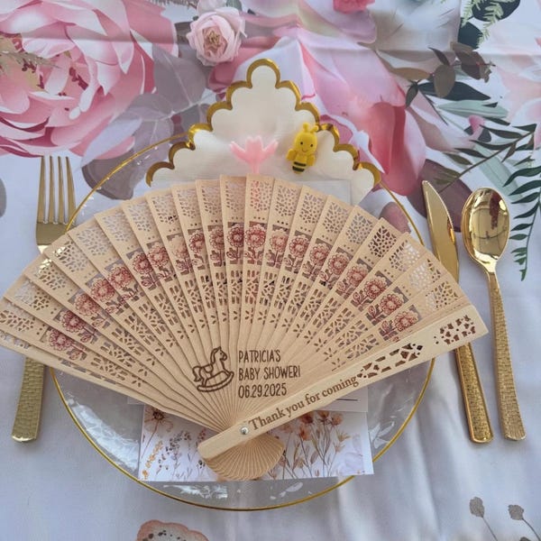 Personalized Baby Shower Fans With Free Gift Bag Baby Shower Favors ...