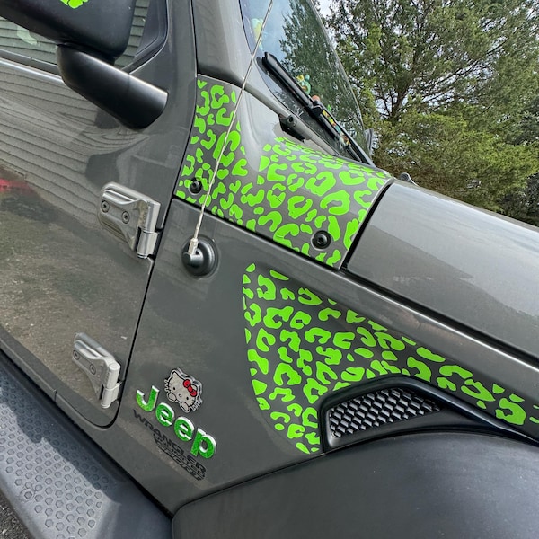Leopard Print Cowl Decals Fits 2007-2024 Jeep Wrangler Gladiator Jk Jl ...
