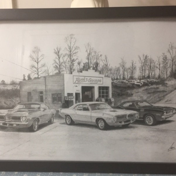 70-71-72-72-73 Plymouth Cuda Customized Pencil Drawing Print - Etsy