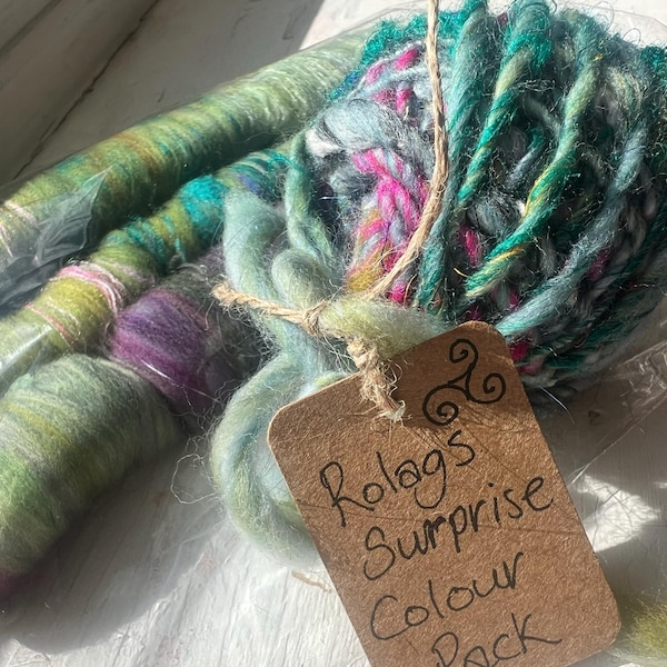 Surprise RECYCLED BATT Wild Fiber ART Rainbow Scrap Yarn Spinning Fiber ...