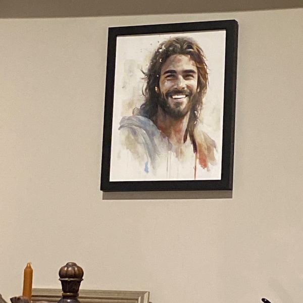 Smiling Jesus Digital Art | Jesus Smiling | Printable Jesus Poster ...