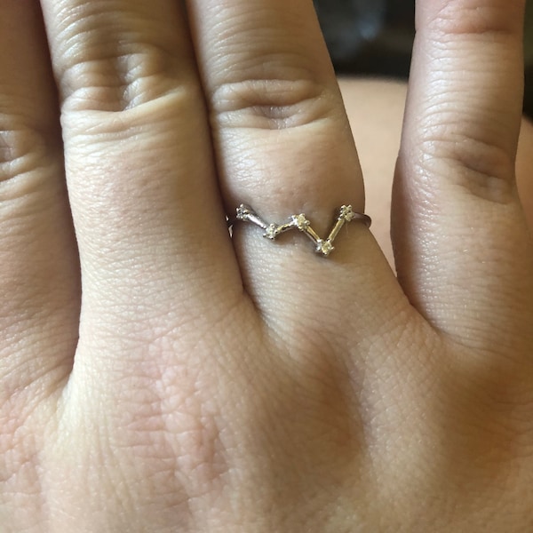 Cassiopeia Ring in Solid Sterling Silver, Dainty Constellation Ring ...