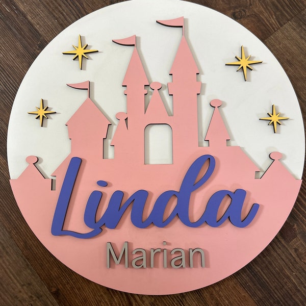 Custom Princess Castle Name Sign: Laser Cut Wood Nursery Decor - Etsy