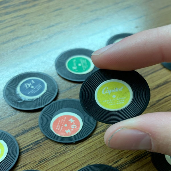 Vintage Record Charms 10, Miniature 45 RPM Records, Retro Plastic 1970s ...