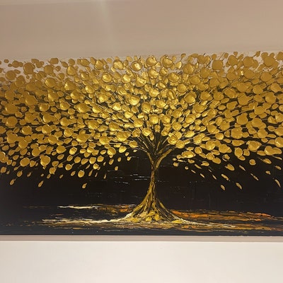 Large Original Abstract Tree of Life Oil Painting Colorful Butterfly ...