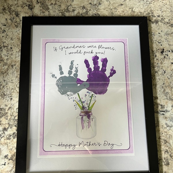 Grandma Gift Mothers Day, Handprint Flowers Kids Printable ...