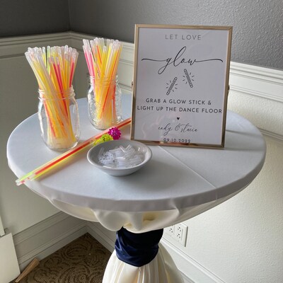 Glow Stick Wedding Send off Sign, Let Love Glow, Minimalist Modern ...