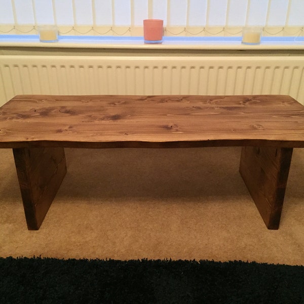 Waney / Live Edge Coffee Table Rustic Tudor Oak Solid Wood Chunky Low ...